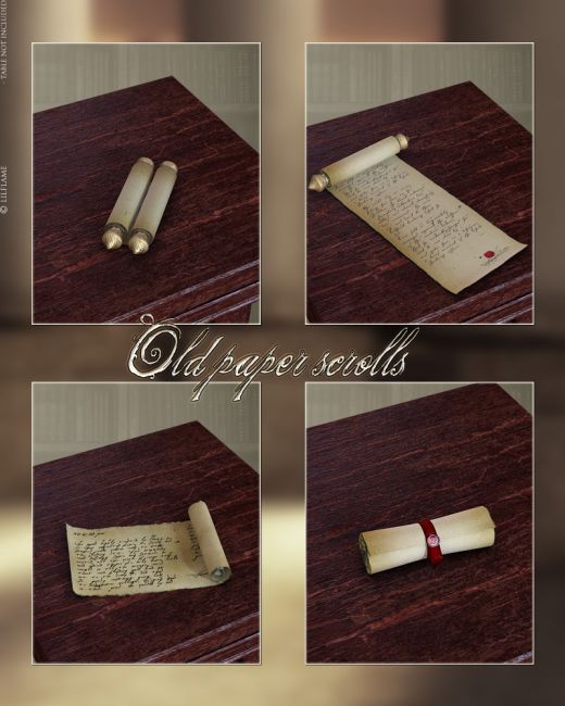 Old Paper Scrolls | 3d Models for Daz Studio and Poser