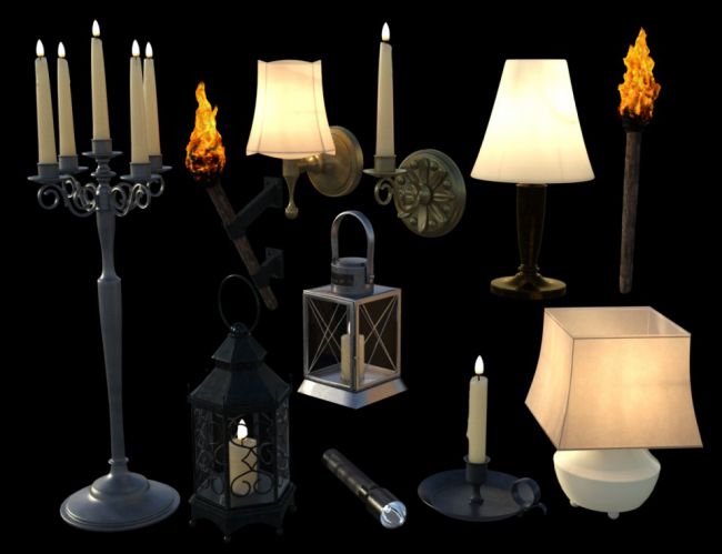 Lighting Collection Prop Set | 3D Models for Poser and Daz Studio