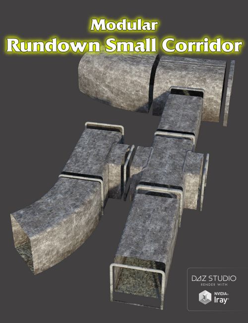 Modular Rundown Small Corridor | 3d Models for Daz Studio and Poser