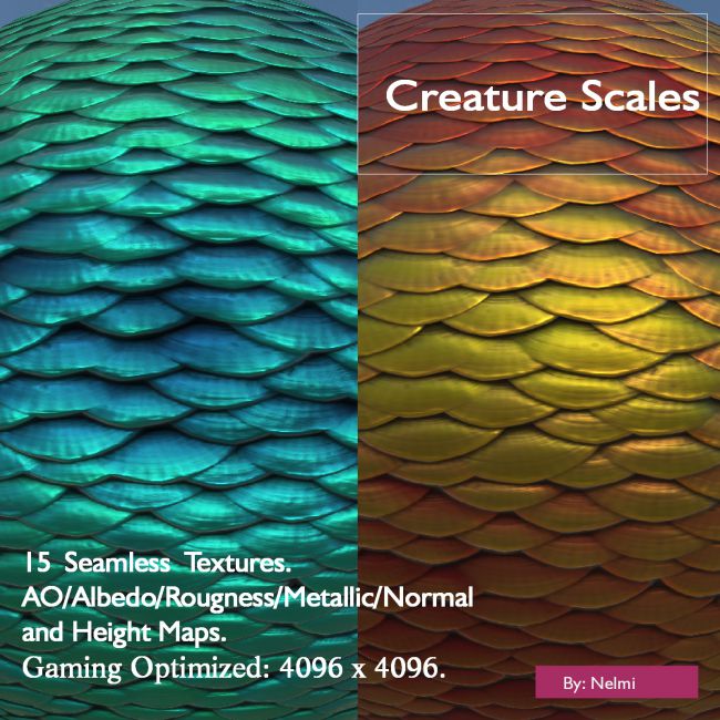 15 Creature Scales Textures with Texture Maps | 3d Models for Daz ...