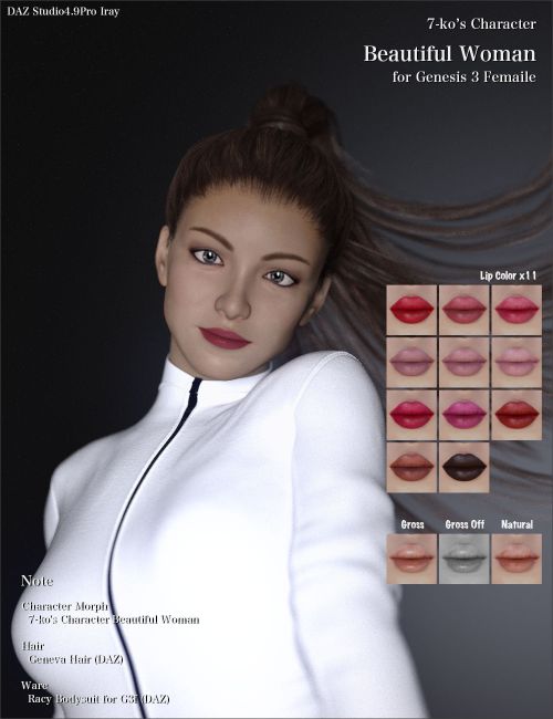 7-ko's Character Beautiful Woman | 3d Models for Daz Studio and Poser