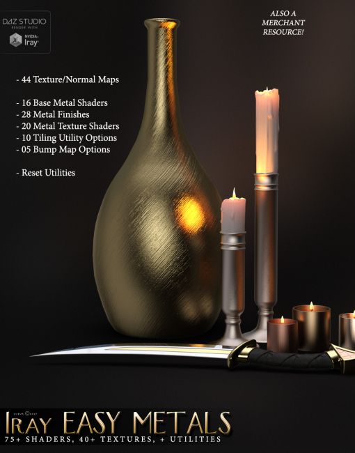 SVs Iray Easy Metals | 3d Models for Daz Studio and Poser