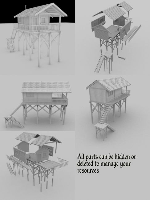 Wooden Cabin for Poser and DS | 3d Models for Daz Studio and Poser