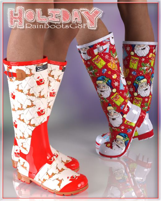 Holiday Rain Boots G8F | 3d Models for Daz Studio and Poser