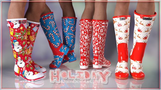 Holiday Rain Boots G8F | 3d Models for Daz Studio and Poser