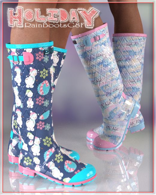Holiday Rain Boots G8F | 3d Models for Daz Studio and Poser