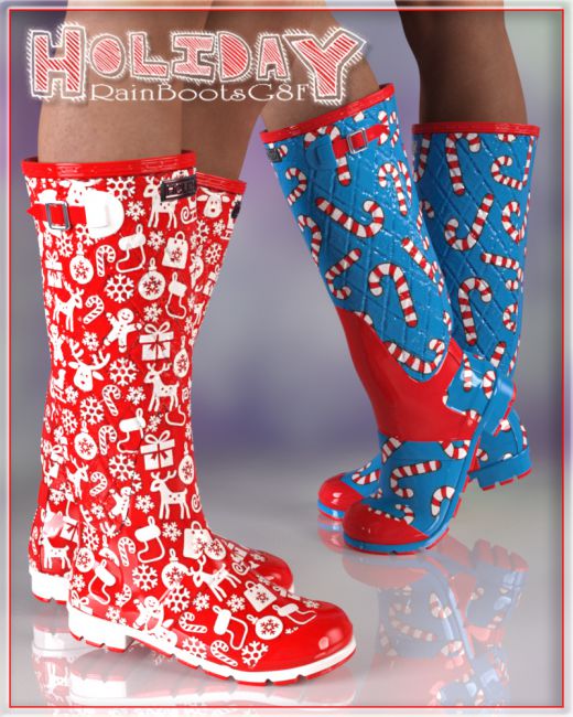 Holiday Rain Boots G8F | 3d Models for Daz Studio and Poser