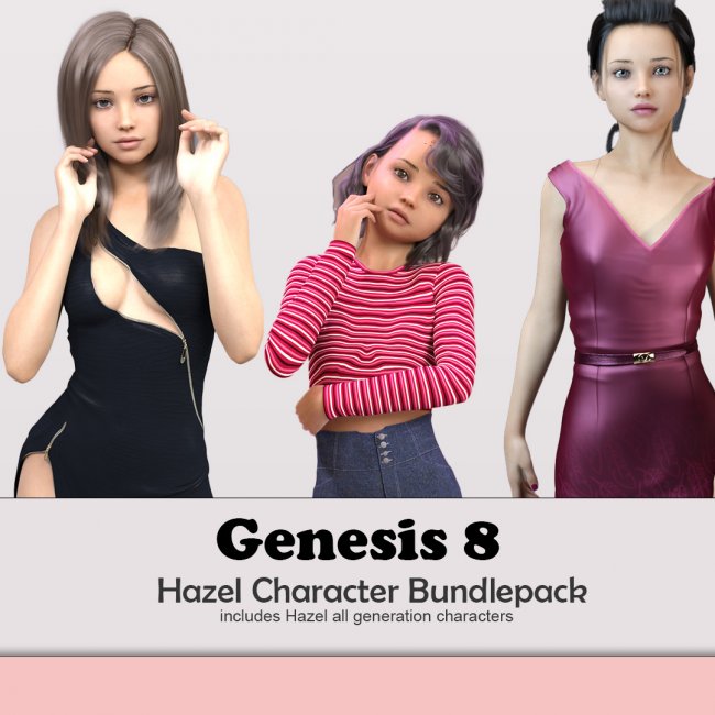 Genesis 8 Hazel Character Bundle Pack | 3d Models for Daz Studio and Poser