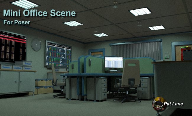 Mini Office Scene | 3d Models for Daz Studio and Poser