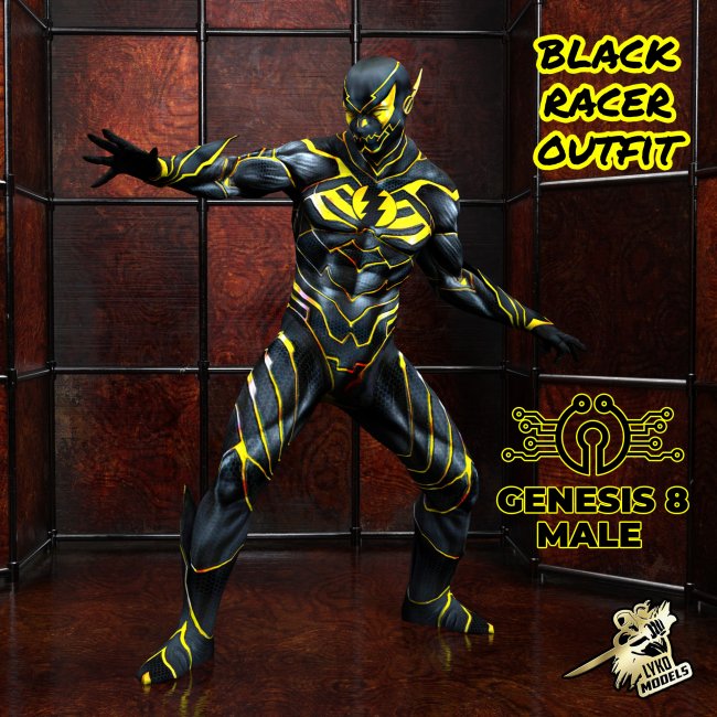 DC Black Racer Outfit for G8M | 3d Models for Daz Studio and Poser