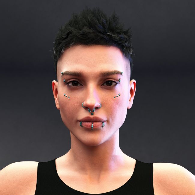 M3D Facial Piercings for Genesis 9 | 3d Models for Daz Studio and Poser