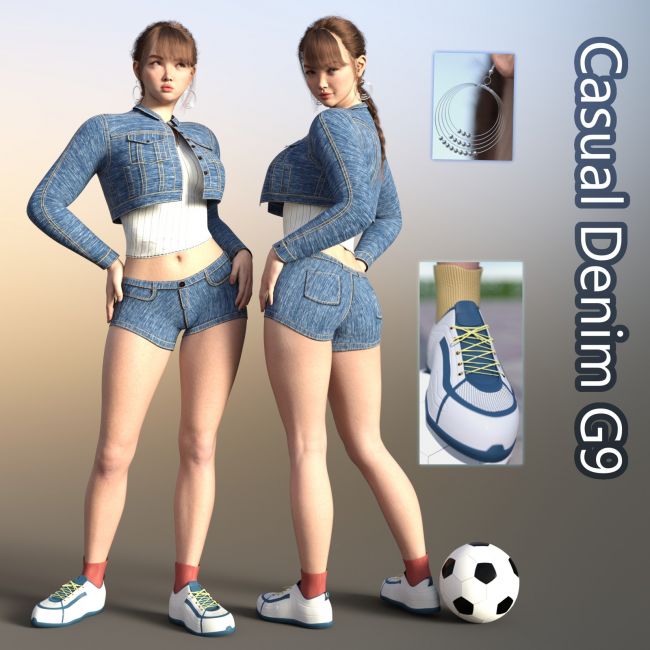 Casual Denim Set for G9 | 3d Models for Daz Studio and Poser