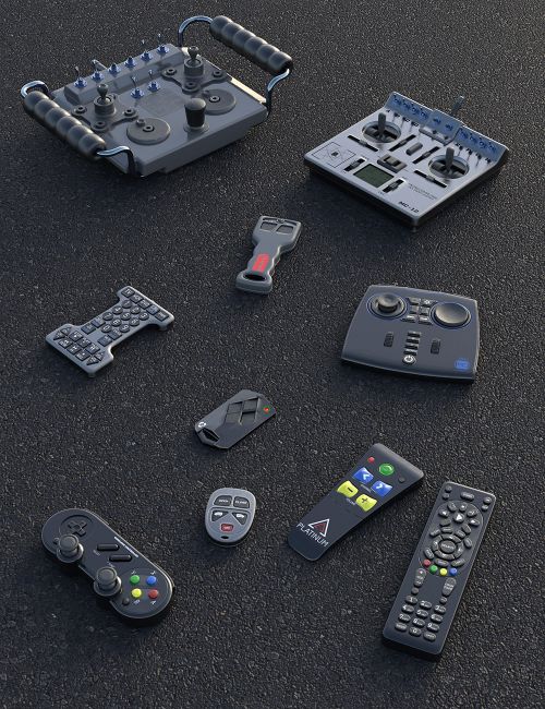 Remotes and Controllers Props | 3d Models for Daz Studio and Poser