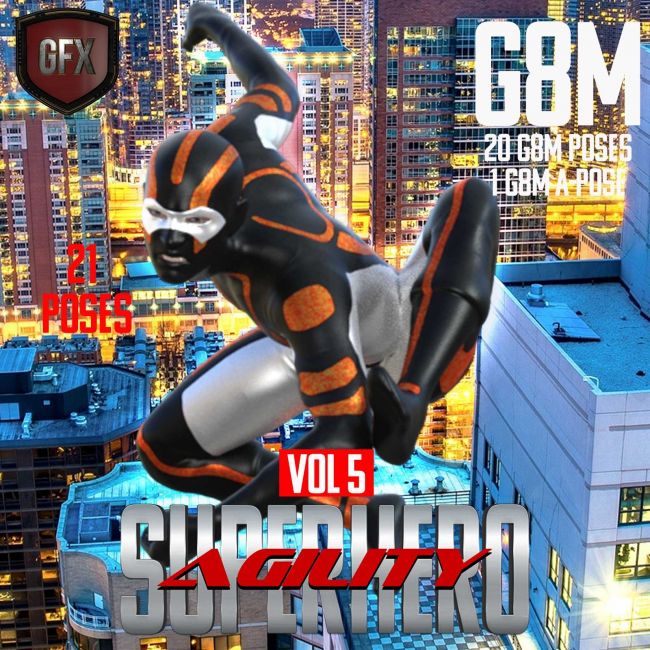 SuperHero Agility for G8M Volume 5 | 3d Models for Daz Studio and Poser
