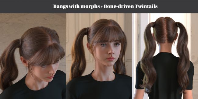dForce Princess Petra's Twin Tails | 3d Models for Daz Studio and Poser