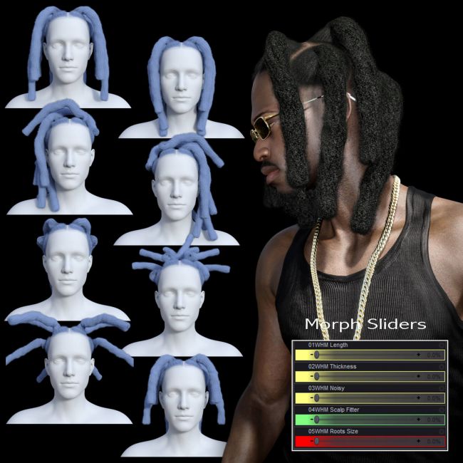 Wicks Hair G8M | 3d Models for Daz Studio and Poser