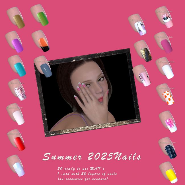 DA-Summer- 2025-Nails for Dawn2 | 3d Models for Daz Studio and Poser