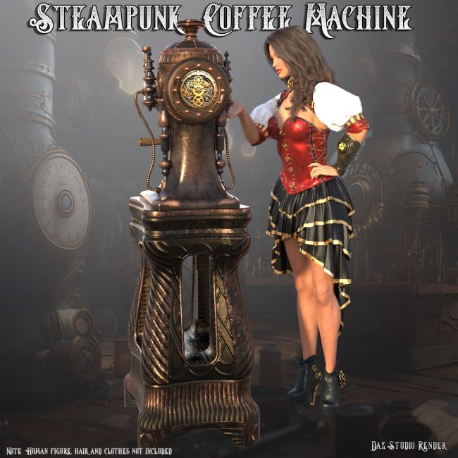 AJ Steampunk Coffee Machine | 3d Models for Daz Studio and Poser