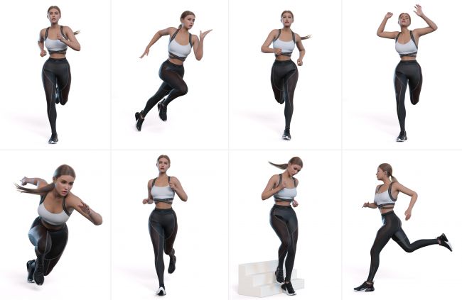 Z Pose Library Running Mega Set for Genesis 9 and 8 Female | 3d Models ...
