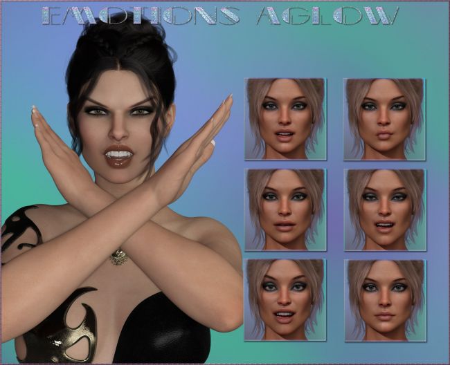 Emotions Aglow - Expressions for G9F-G8F-G3F | 3d Models for Daz Studio ...