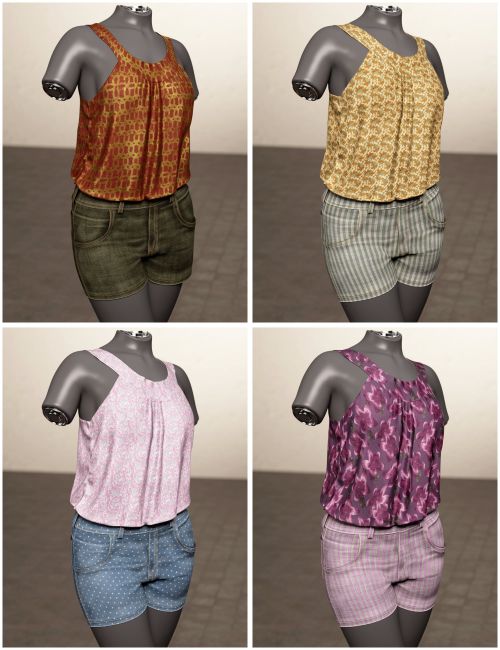 Textures Add-On for Denim Shorts and Loose Top for Genesis 9 | 3d ...